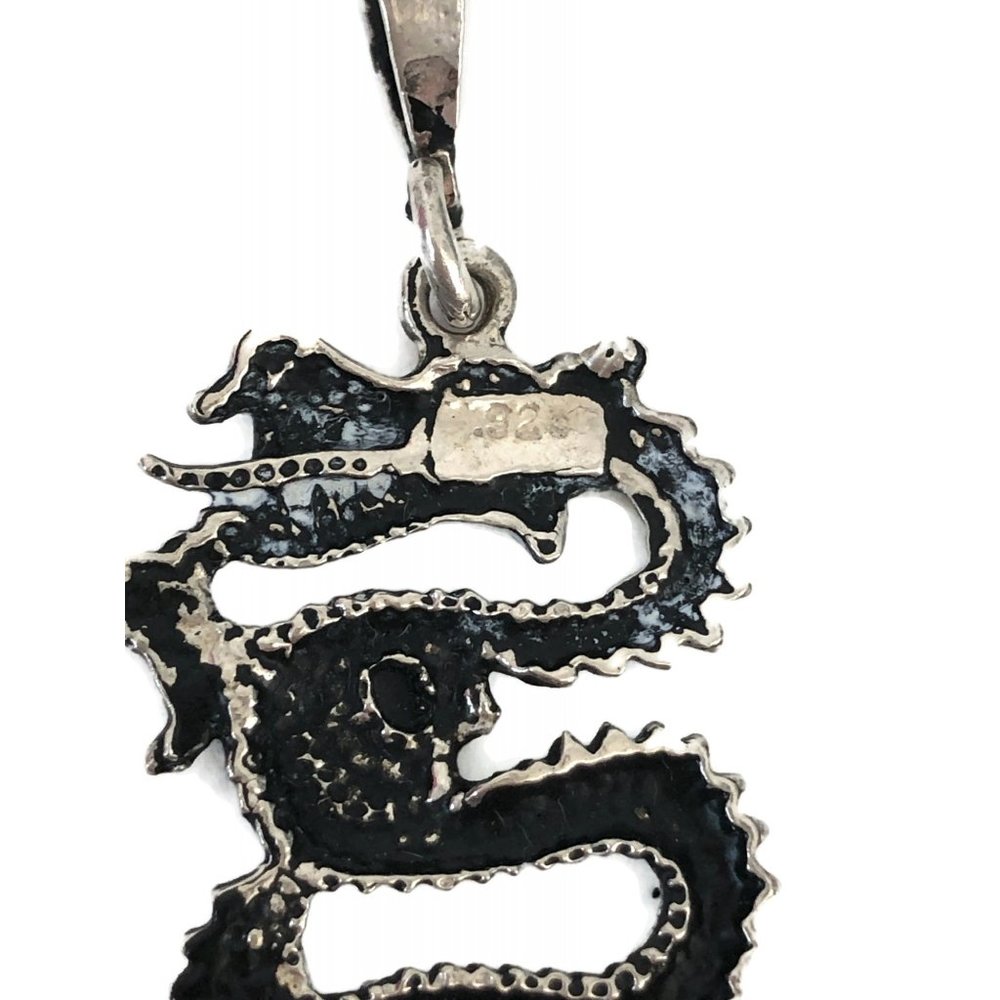 Sterling Silver Serpent Dragon Pendant Necklace - Gem